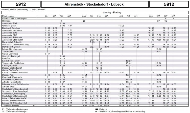 Busfahrplan – Arfrade